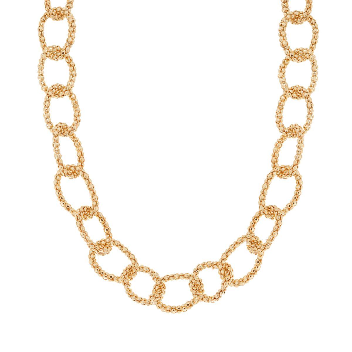 Collana Catena Maglia Popcorn Diamantata in ARGENTO 925 Galvanica Oro 30602